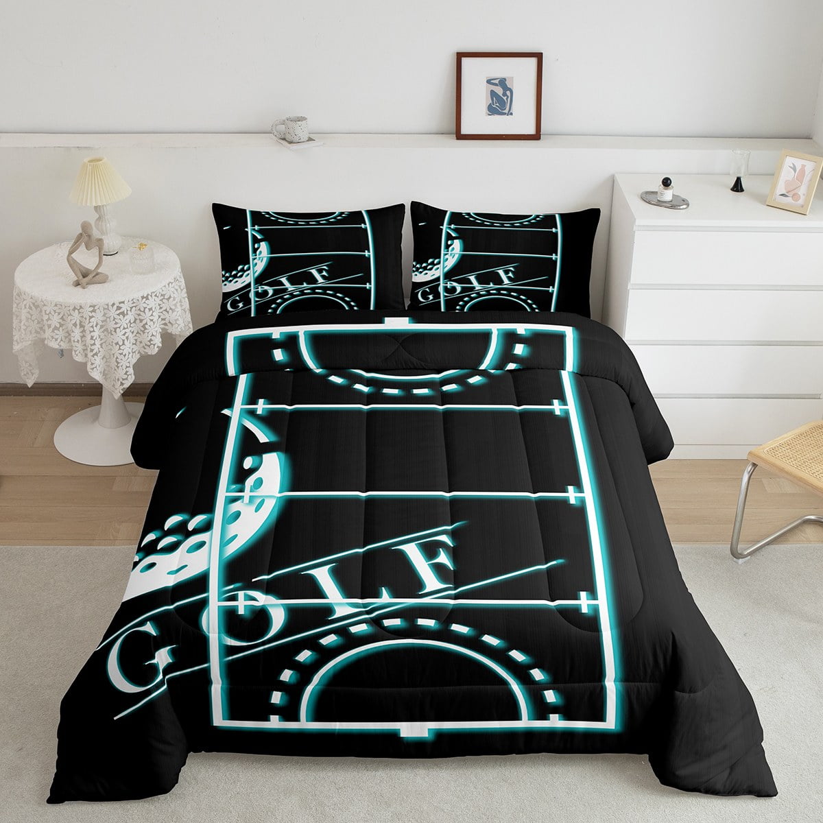 YST Sports Bedding Set Twin for Men Golf Comforter Set, Golf Game Duvet ...