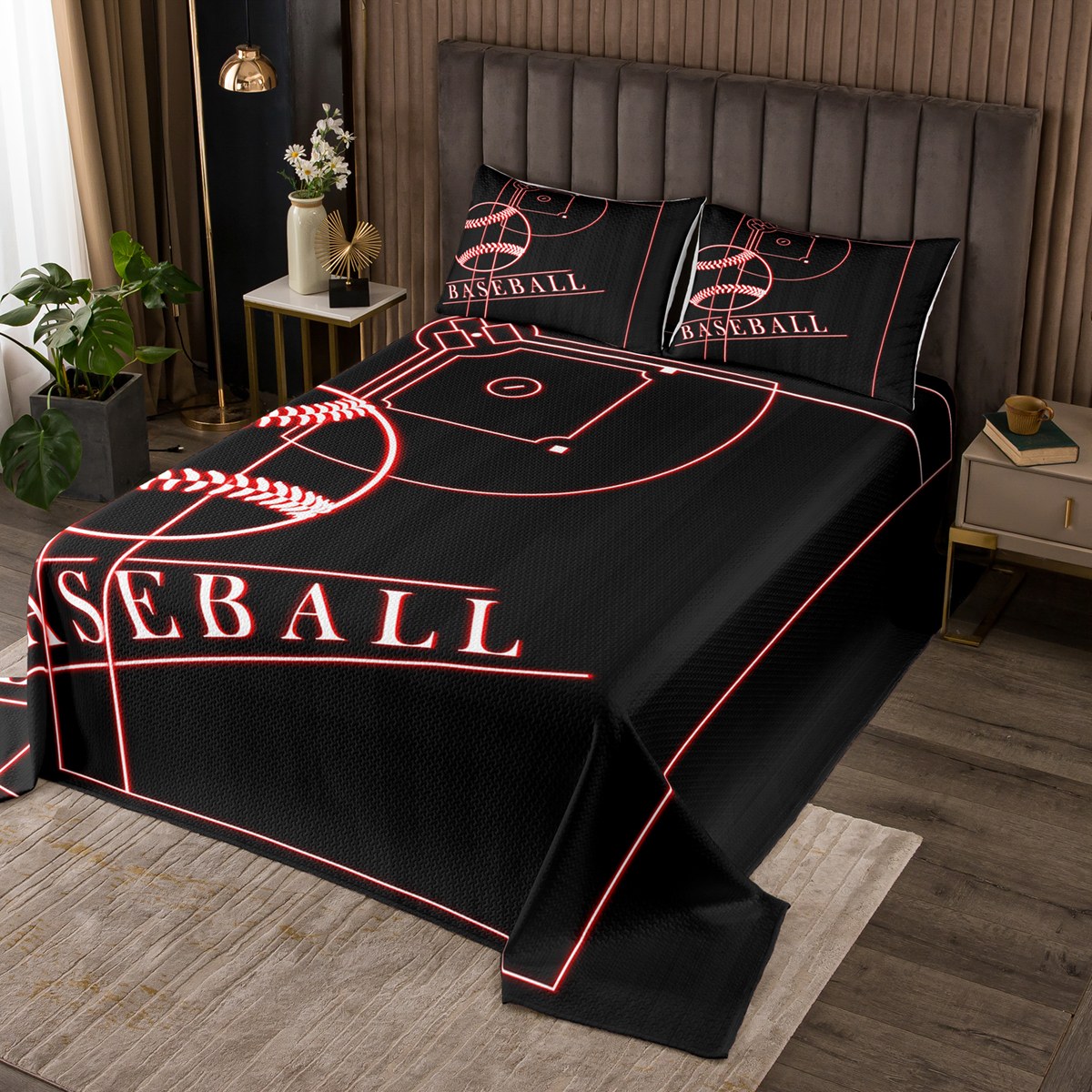 Erosebridal Sports Bedspread Twin Size Basketball Quilt Set, Neon ...