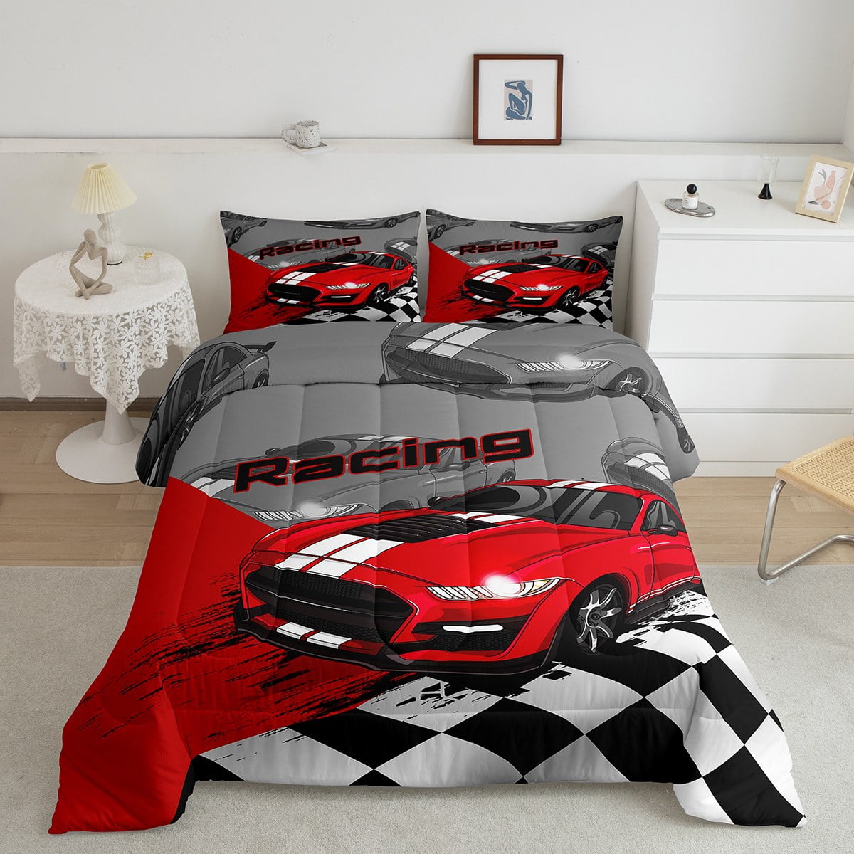 YST Sports Car Comforter Set Racing Car King Bed Comforter Set ...
