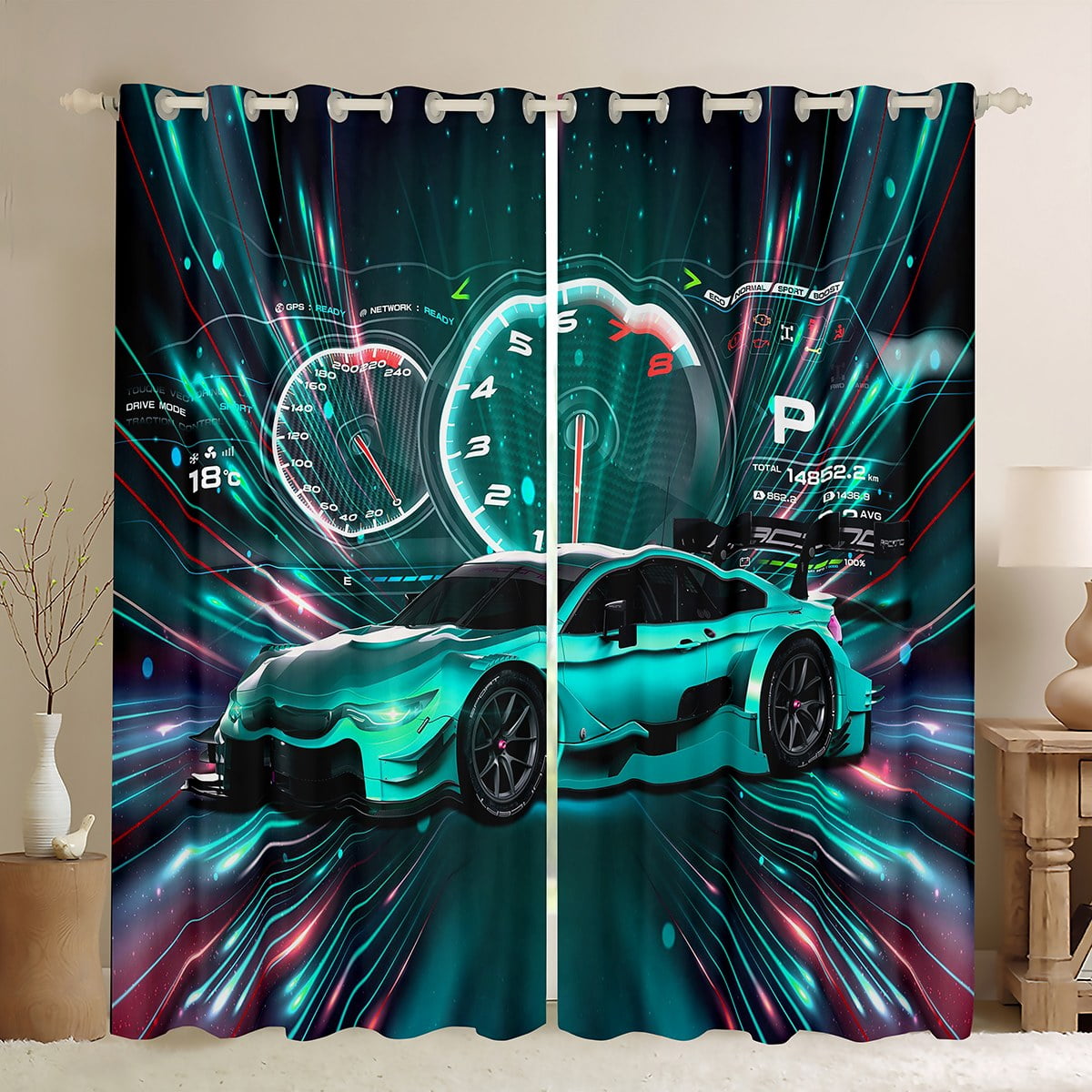 Sports Car Curtains Teens Racing Car Curtains & Drapes, 3D Sports Car ...