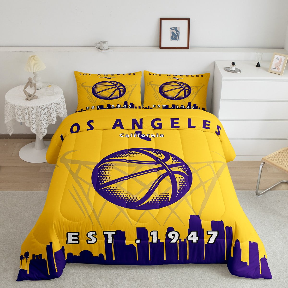 Erosebridal Sports Comforter Set,Basketball Bedding Set King,Basketball Player Gift Quilt,Sports ...