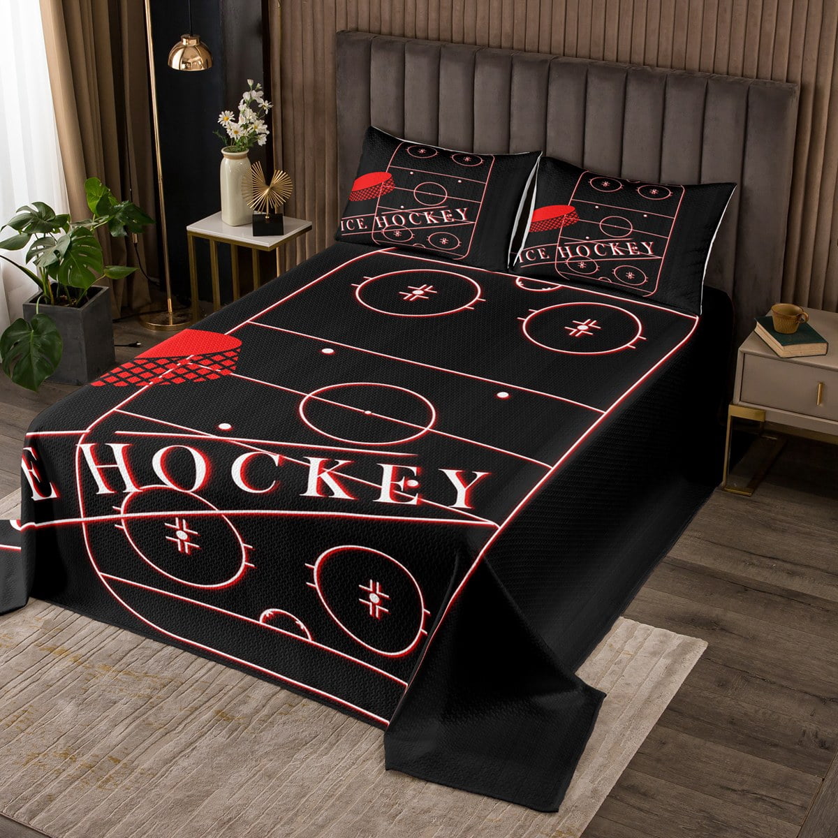 YST Sports Coverlet Twin Size for Boys Ice Hockey Bedding Set, Hockey ...