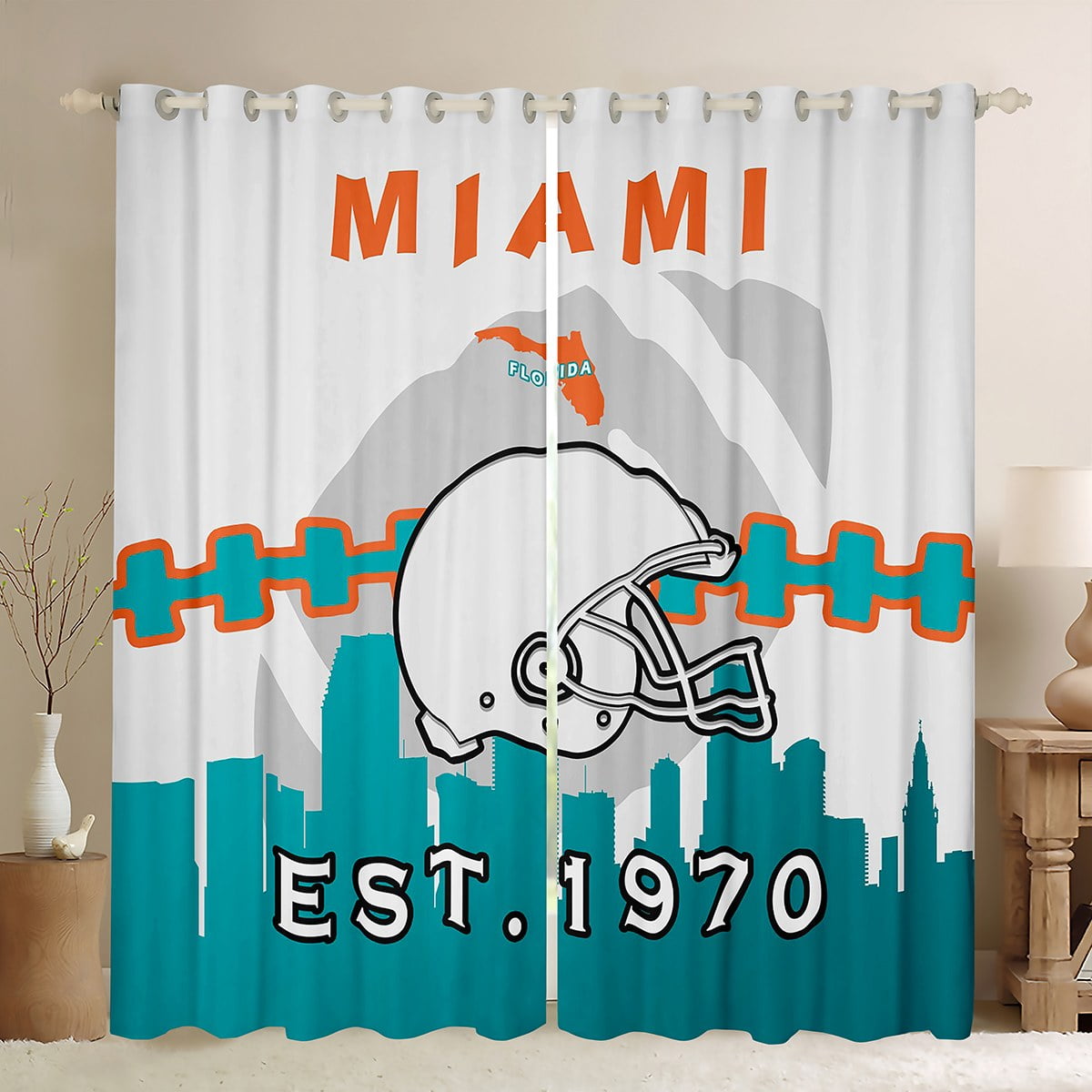 Erosebridal Sports Curtains 42x63 inch,Football Blackout Curtains,Blue ...