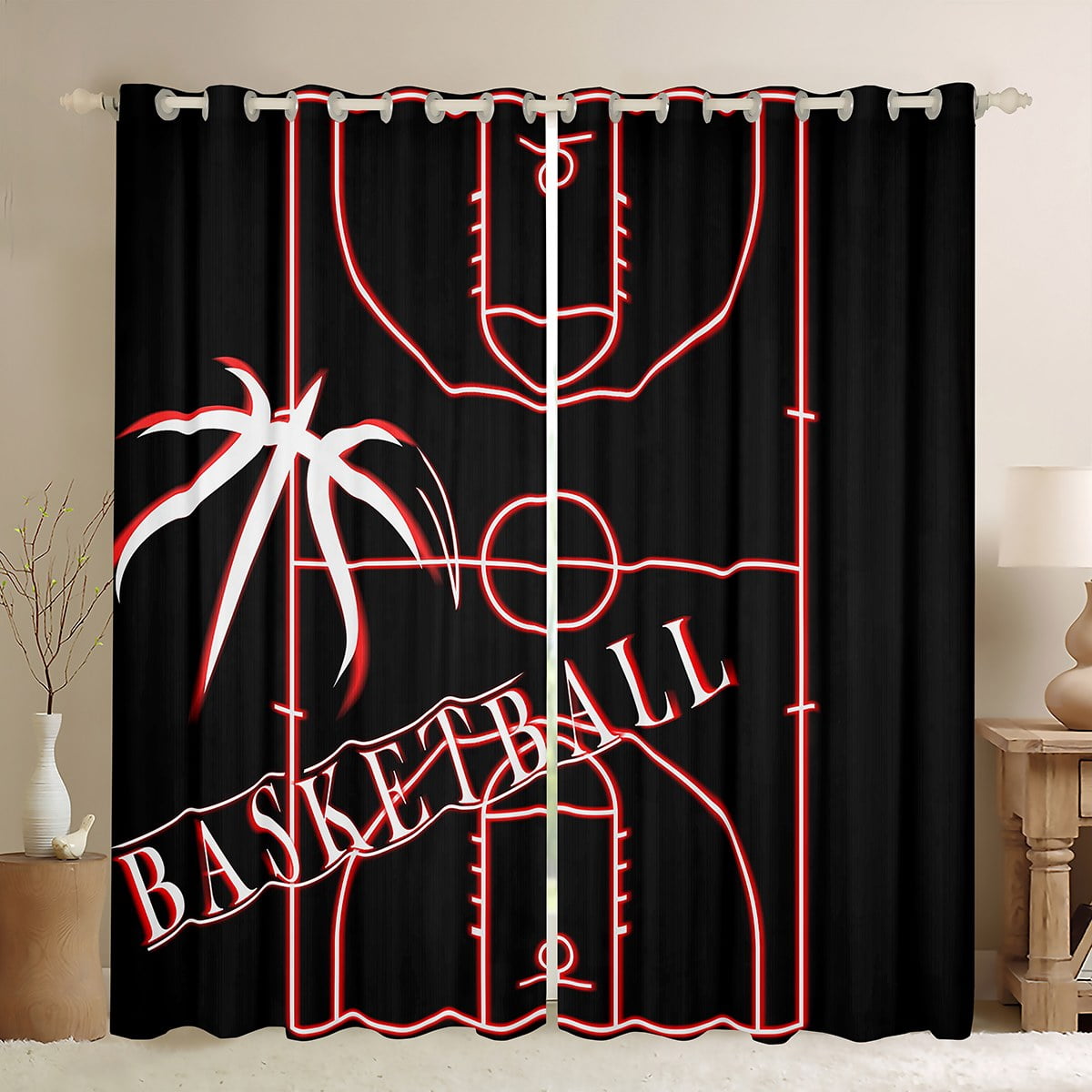YST Sports Curtains Basketball Blackout Curtains for Girls Boys, Neon ...