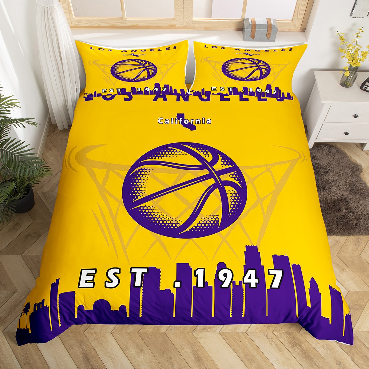 YST Sports Duvet Cover for Kids Boys Girls,Basketball Bedding Set King,Basketball Player Gift ...