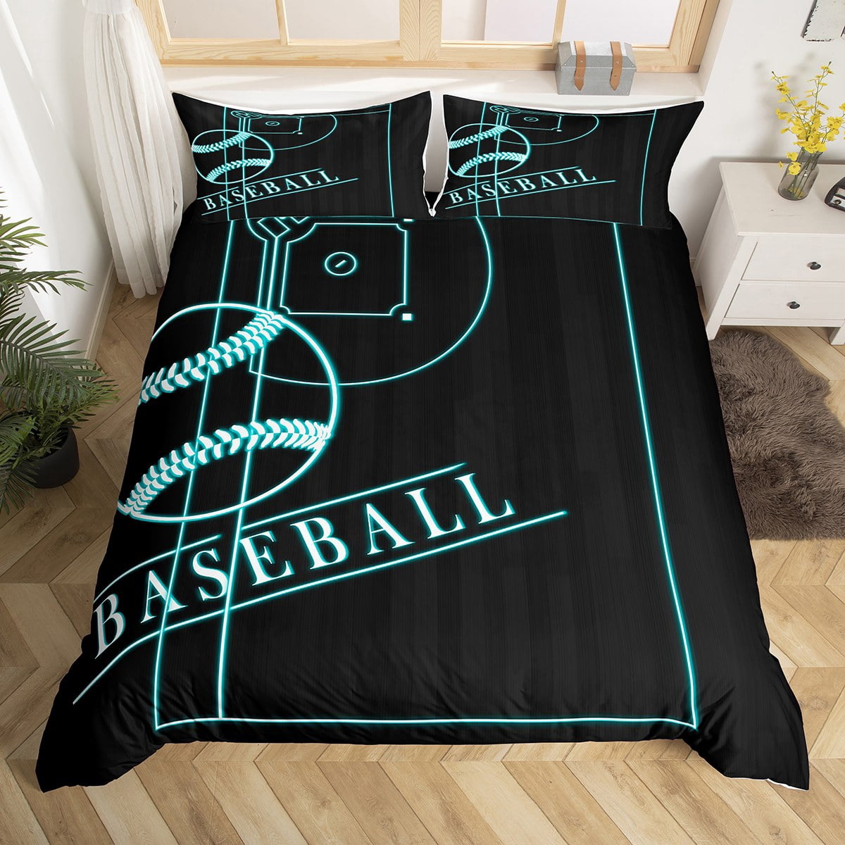 Erosebridal Sports Duvet Cover Queen Baseball Bedding Set, Baseball ...