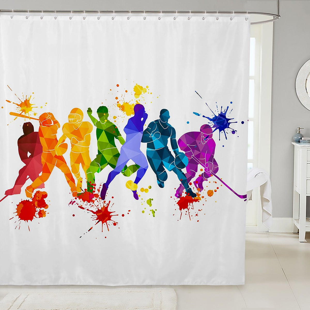 YST Sports Game Shower Curtain 72.00"x72.00",Tie Dye Athletes ...