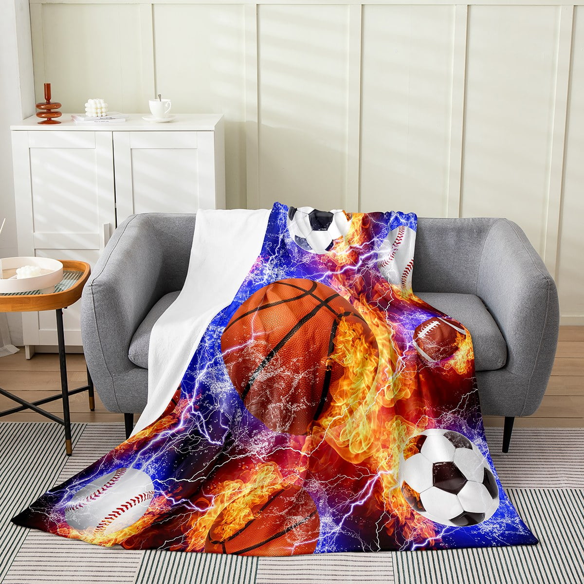 YST Sports Throw Blanket for Boys,Baseball Basketball Fleece Blanket ...