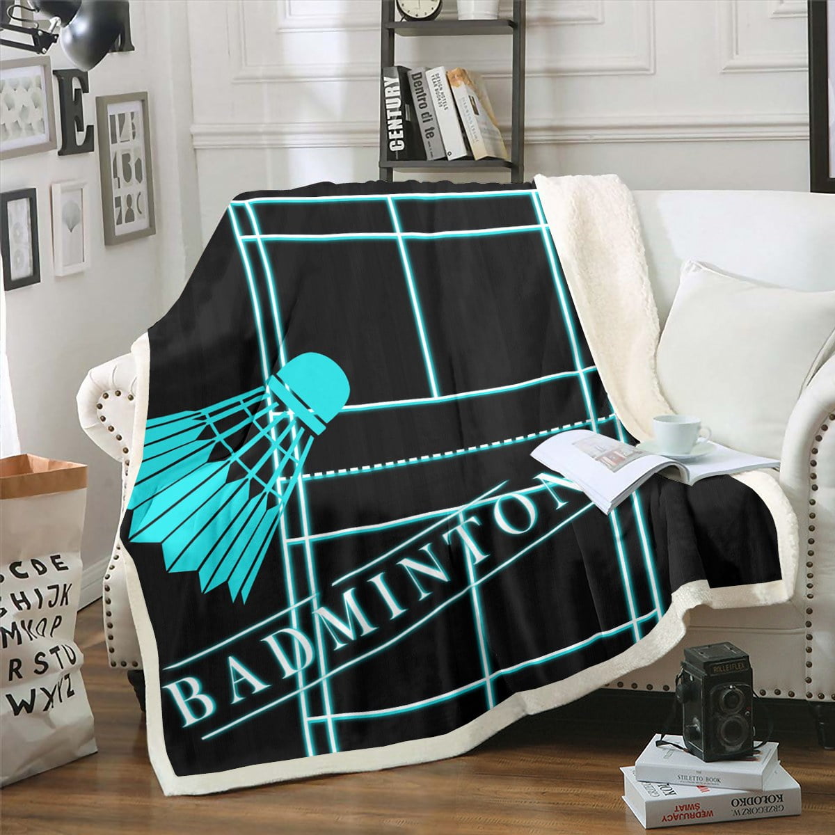 YST Sports Throw Blanket for Couch for Boys Badminton Sherpa Blanket ...
