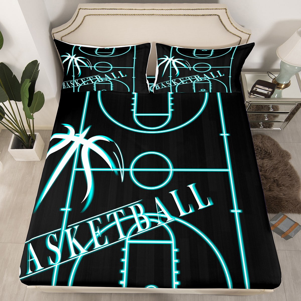 YST Sports Twin Sheets for Boys Basketball Bed Sheets, Basketball Game ...