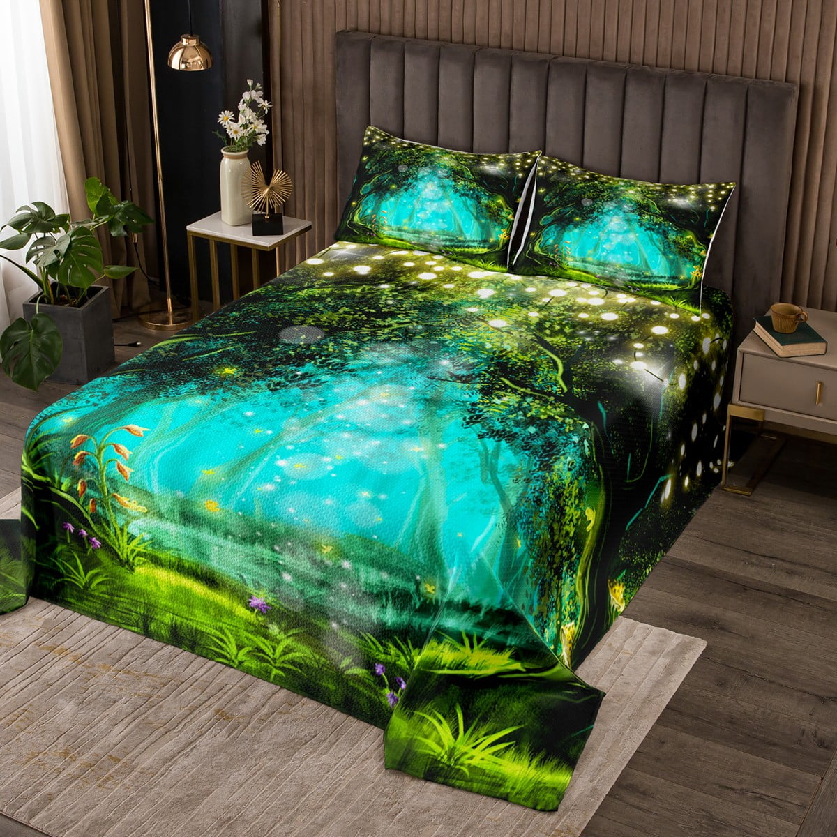 Erosebridal Spring forest Quilt Set Enchanted Garden forest Bedspread ...