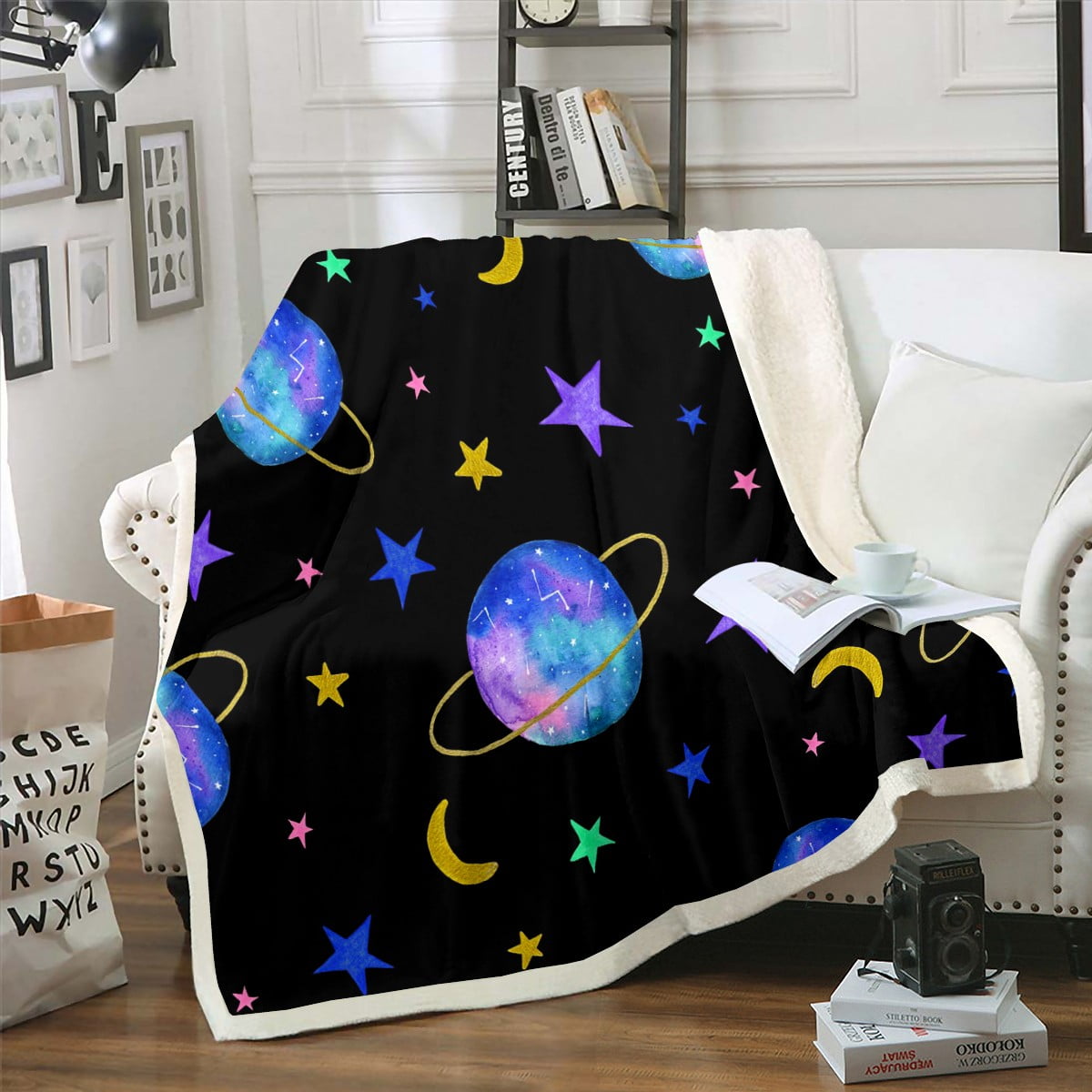 YST Star Throw Blanket Planet Blankets for Boys Girls Purple Gradient ...