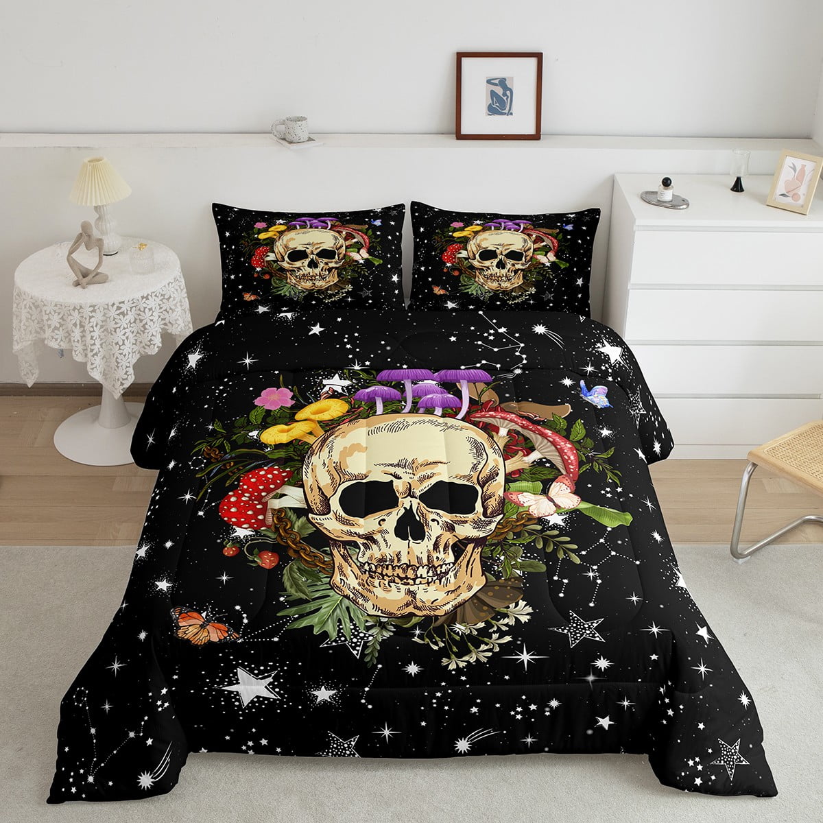 Erosebridal Sugar Skull Bedding Comforter Sets Goth Mushroom Comforter ...