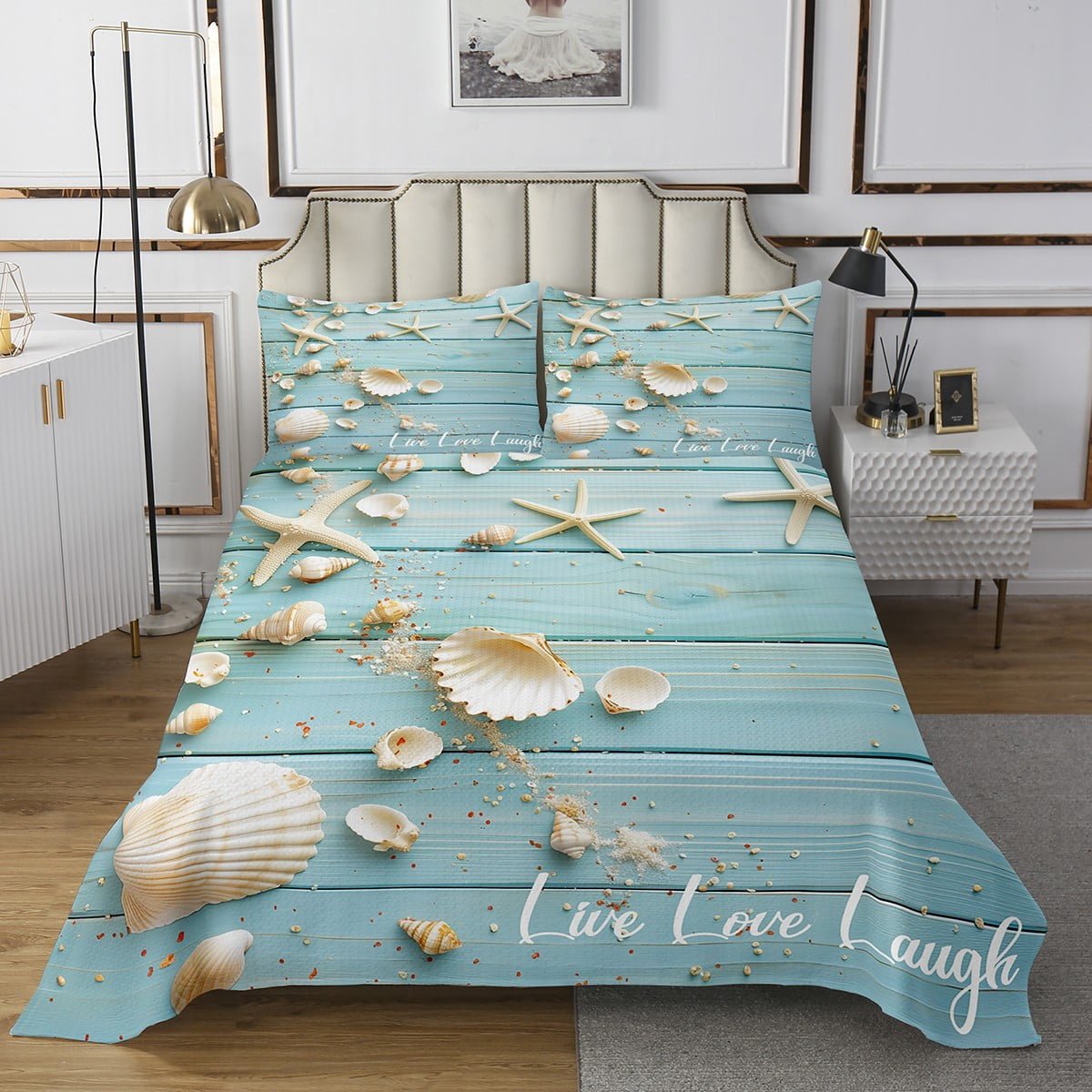 Summer Beach Coverlet King Size Tropical Ocean Sea Bedding Set,Coastal ...