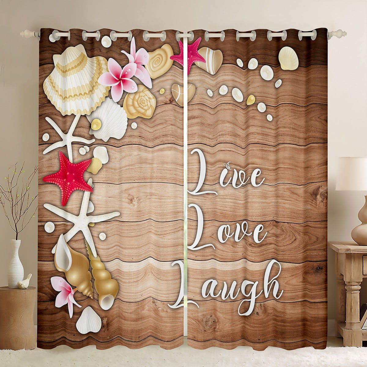 YST Summer Beach Curtains Ocean Costal Theme Curtains & Drapes Brown ...