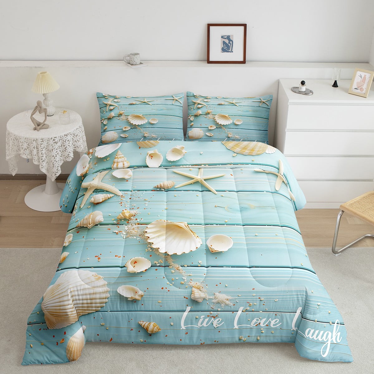YST Summer Beach Queen Comforter Set Tropical Ocean Sea Bedding Set ...