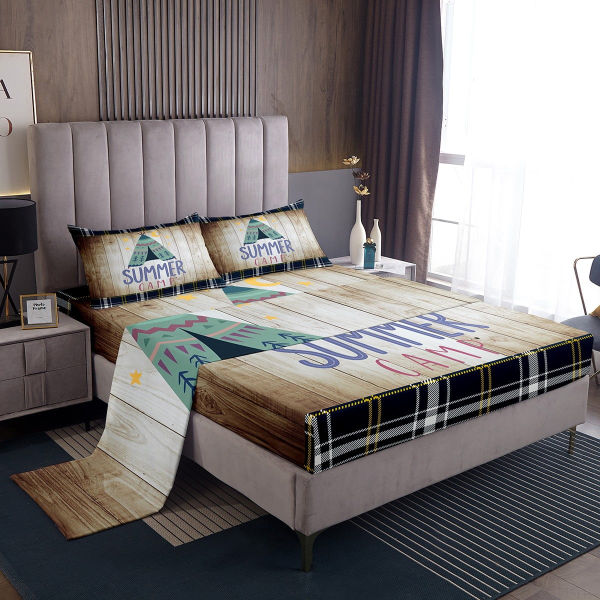 Erosebridal Summer Camp Bed Sheets Set, Happy Camping Sheets Youth ...