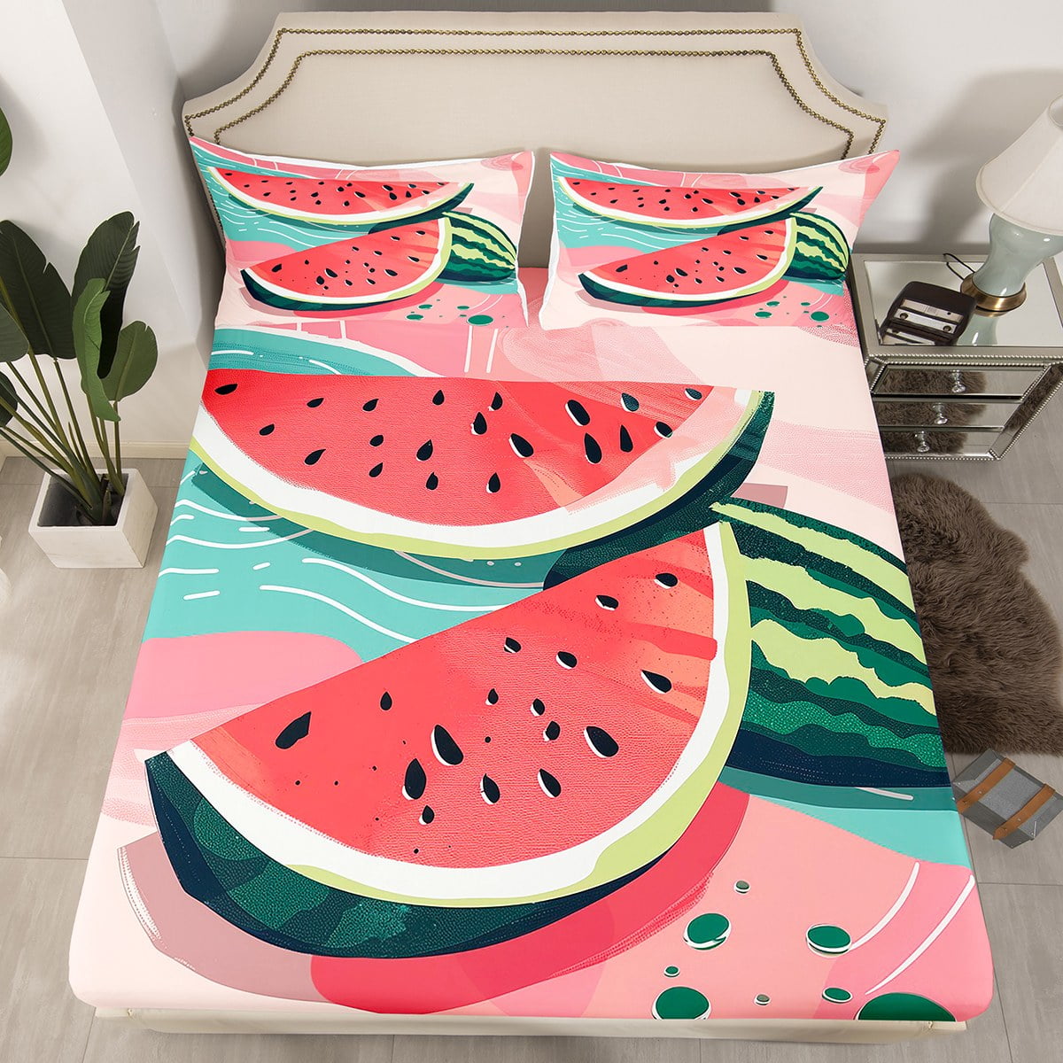 YST Summer Watermelon Fitted Sheet Twin Size For Kids Boys Girls ...