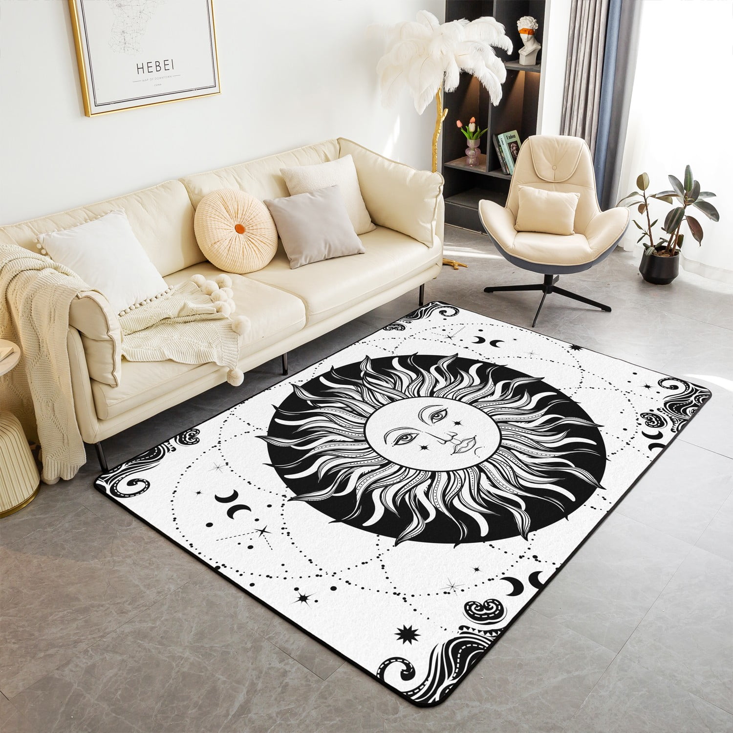 Erosebridal Sun And Moon Area Rug 3x5 for Living Room Kitchen, Boho ...