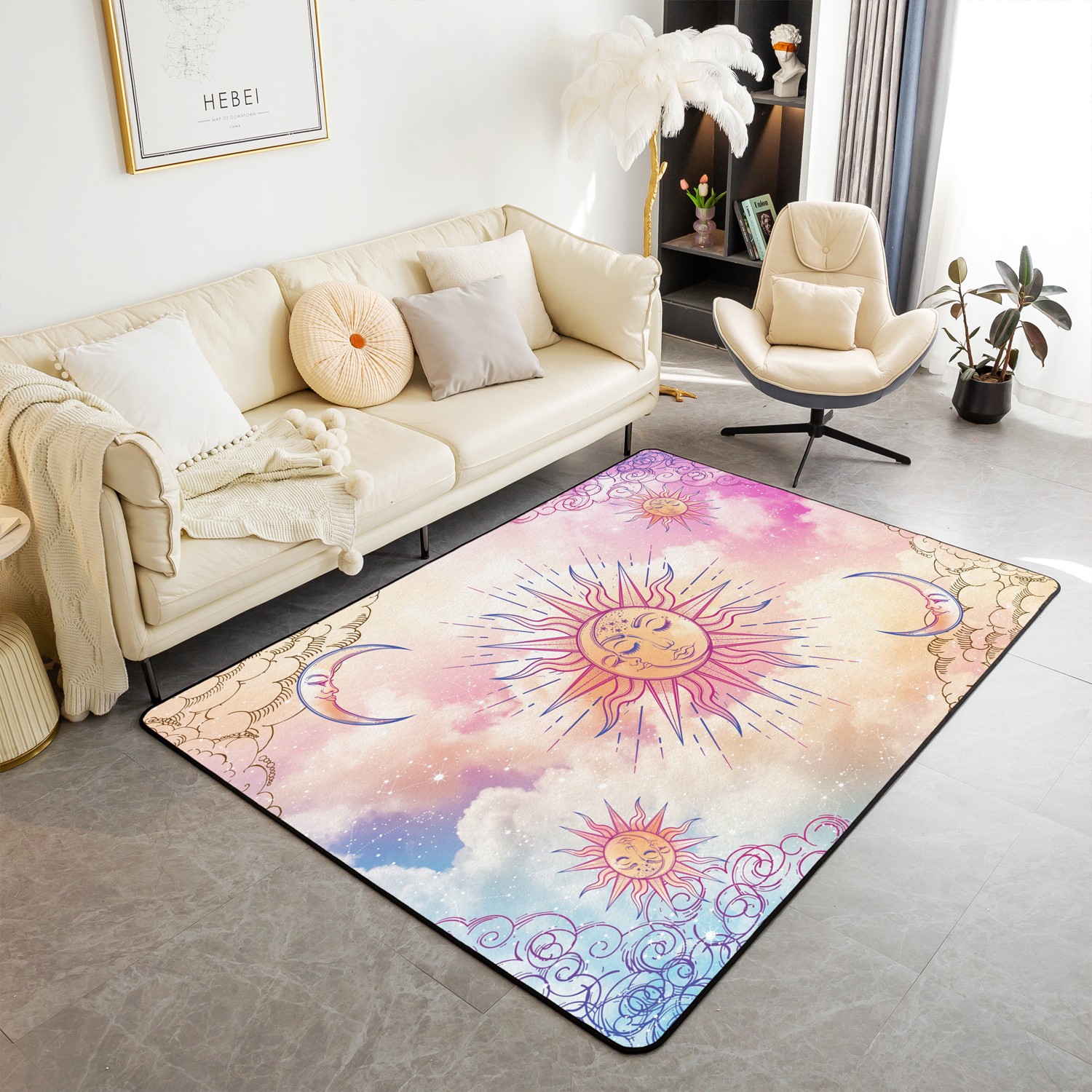 Erosebridal Sun and Moon Area Rugs 3x5 for Bedside,Constellation Galaxy ...