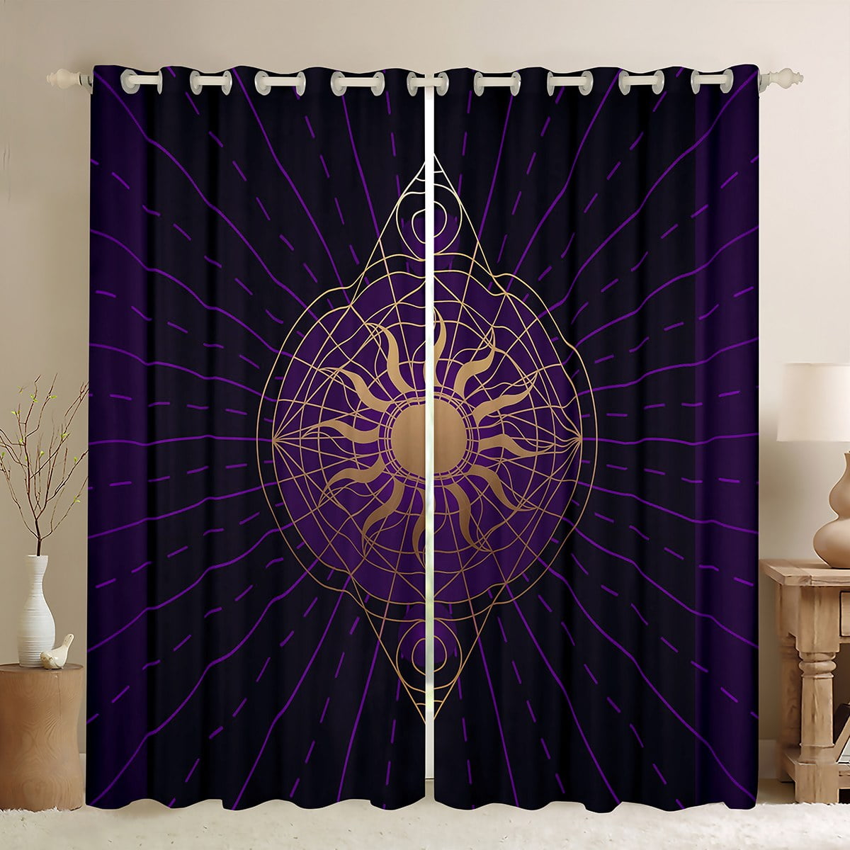 YST Sun Moon Curtains for Living Room, Boho Exotic Occultism Curtains ...
