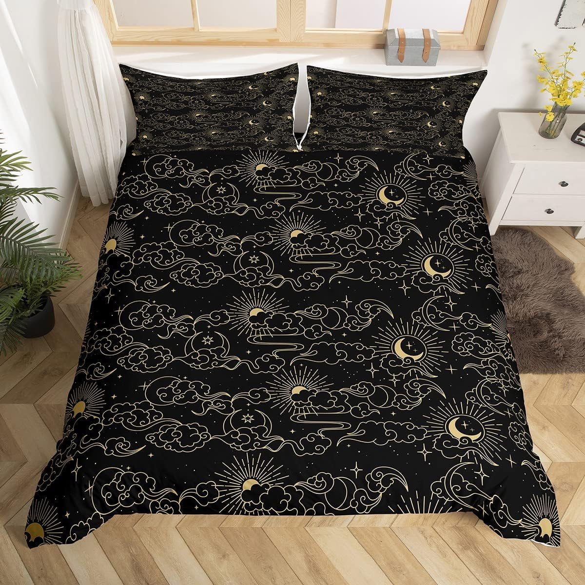YST Sun Moon and Stars Bedding Set Trippy Galaxy Comforter Cover Full ...