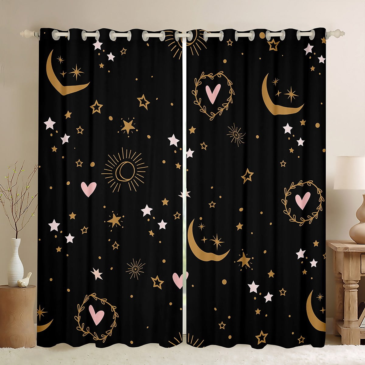 YST Sun and Moon Curtains Mysterious Horoscape Stars Curtains Boho ...
