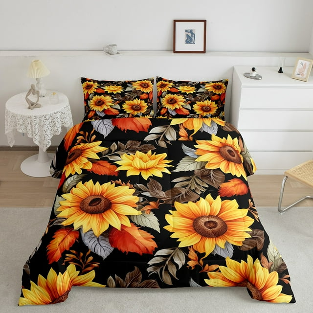 YST Sunflower Bedding Set Queen, Sunflower Decor Bedding Comforter Sets ...