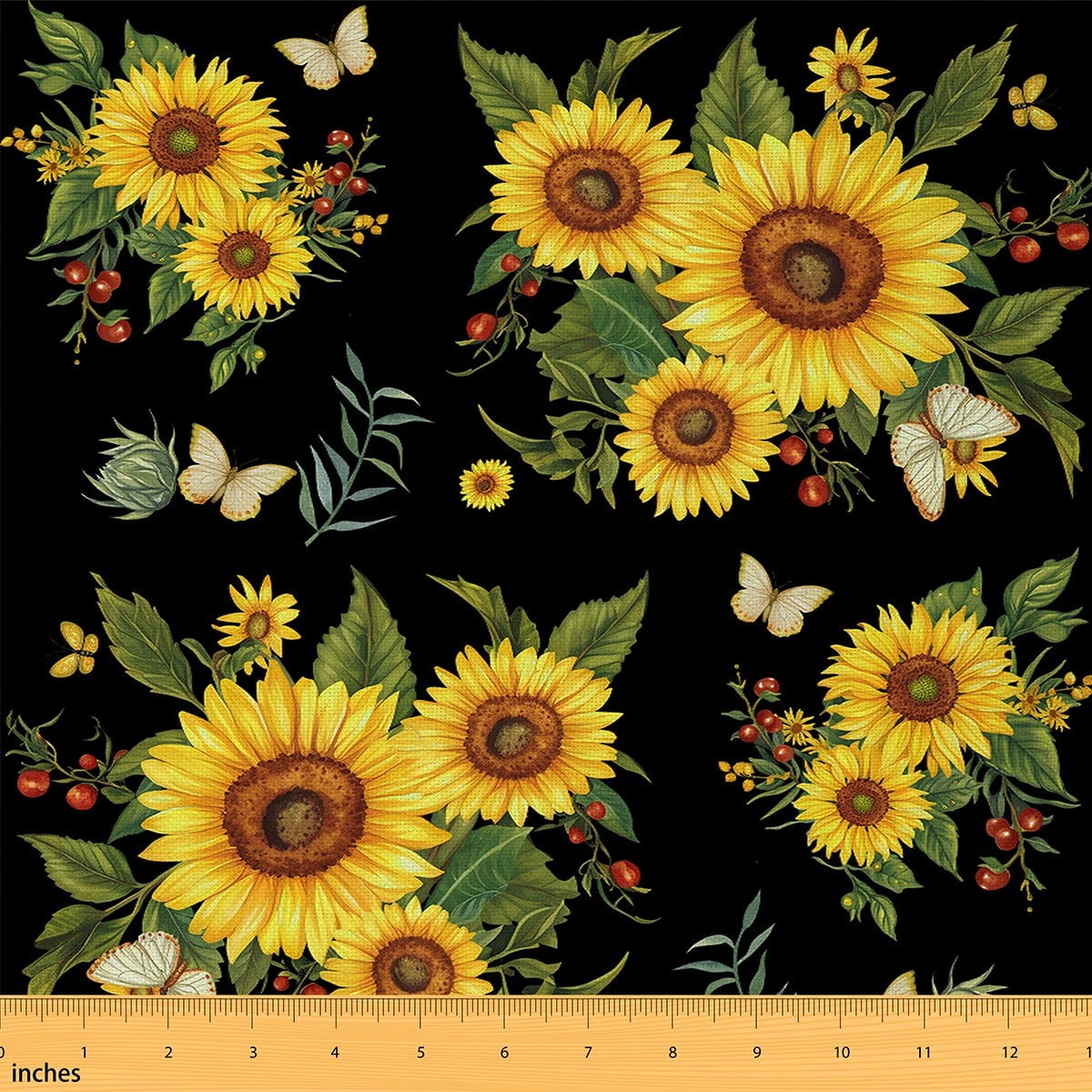 Erosebridal Sunflower Fabric By The Yard, Butterflies Upholstery Fabric ...