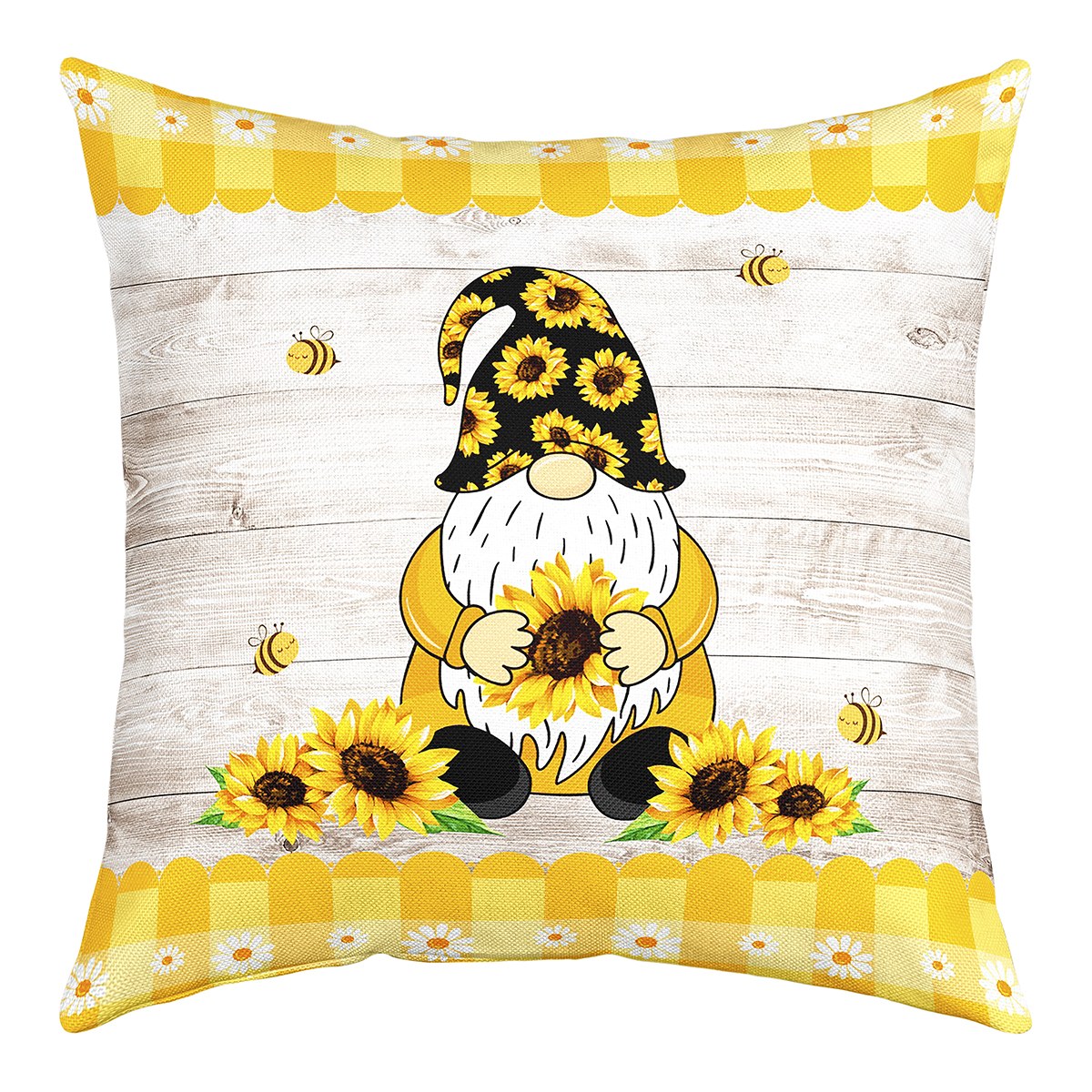Erosebridal Sunflower Gnome Throw Pillow Cover 18x18 Inch,Cartoon ...