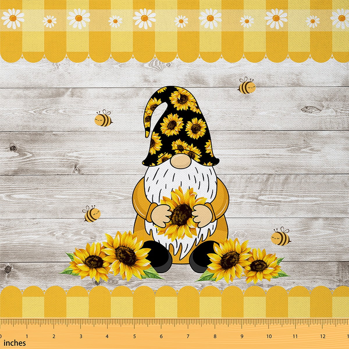 YST Sunflower Gnome Upholstery Fabric,Cartoon Yellow Floral Fabric by ...