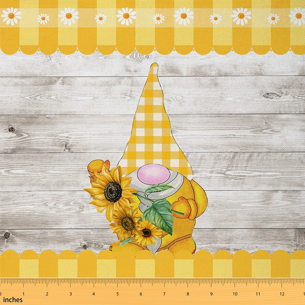 Erosebridal Sunflower Upholstery Fabric,Yellow Floral Gnome Fabric by ...