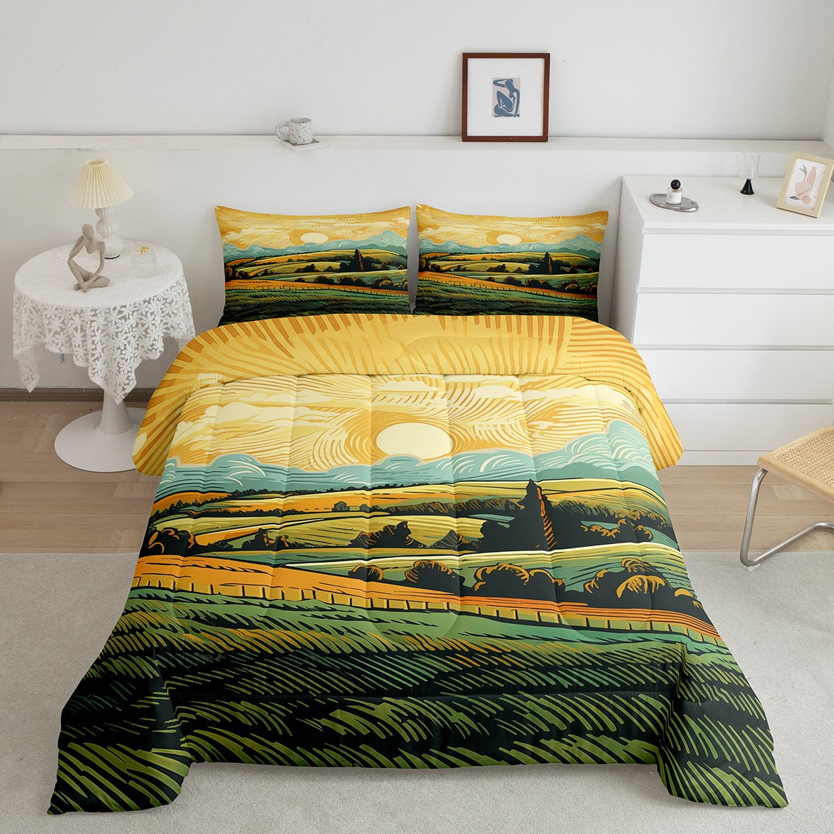 YST Sunset Landscape Comforter Set Rustic Farmhouse Decor Bedding for ...