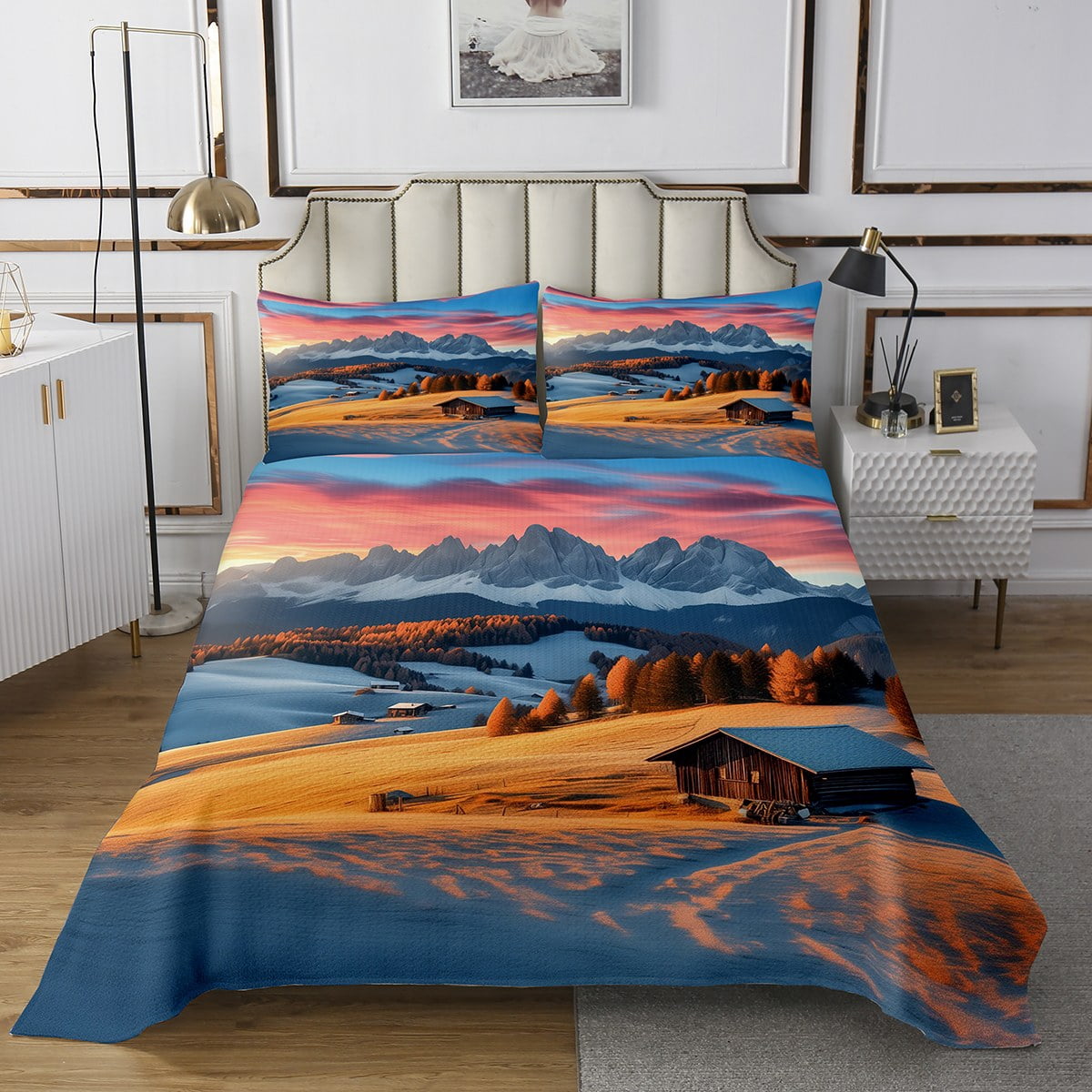 YST Sunset Landscape Coverlet Set For Kids Toddler Room Decor, Winter ...