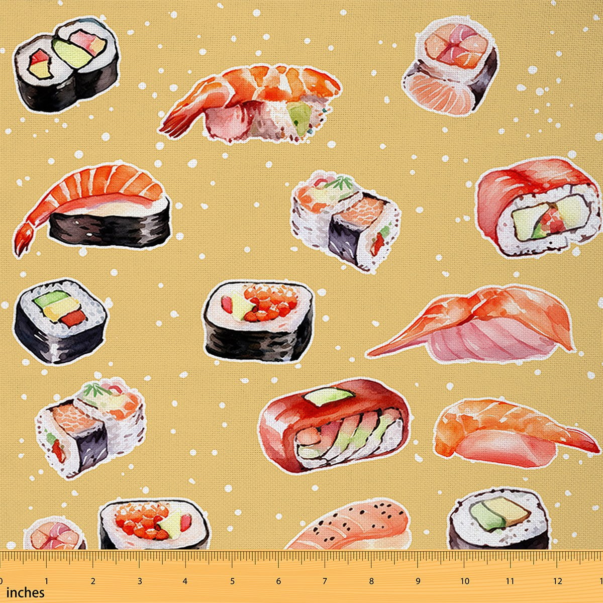 YST Sushi Fabric By The Yard Cute Sushi Upholstery Fabric Japanese Food ...