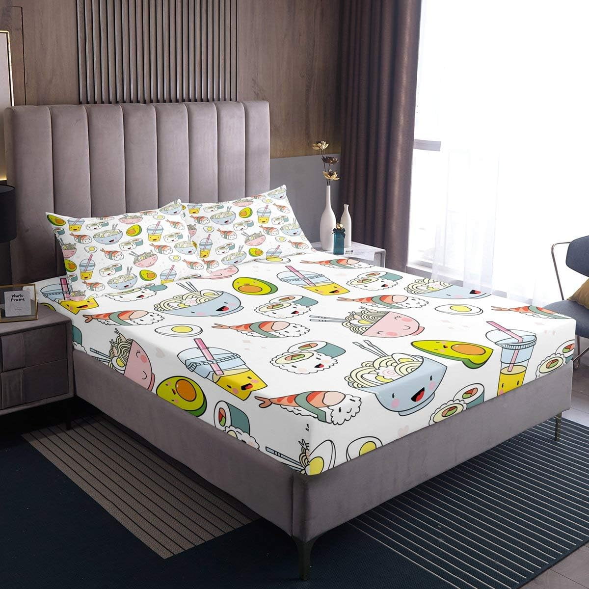 Erosebridal Sushi Pattern Bedding Set Japanese Style Bed Sheet Set Cute ...