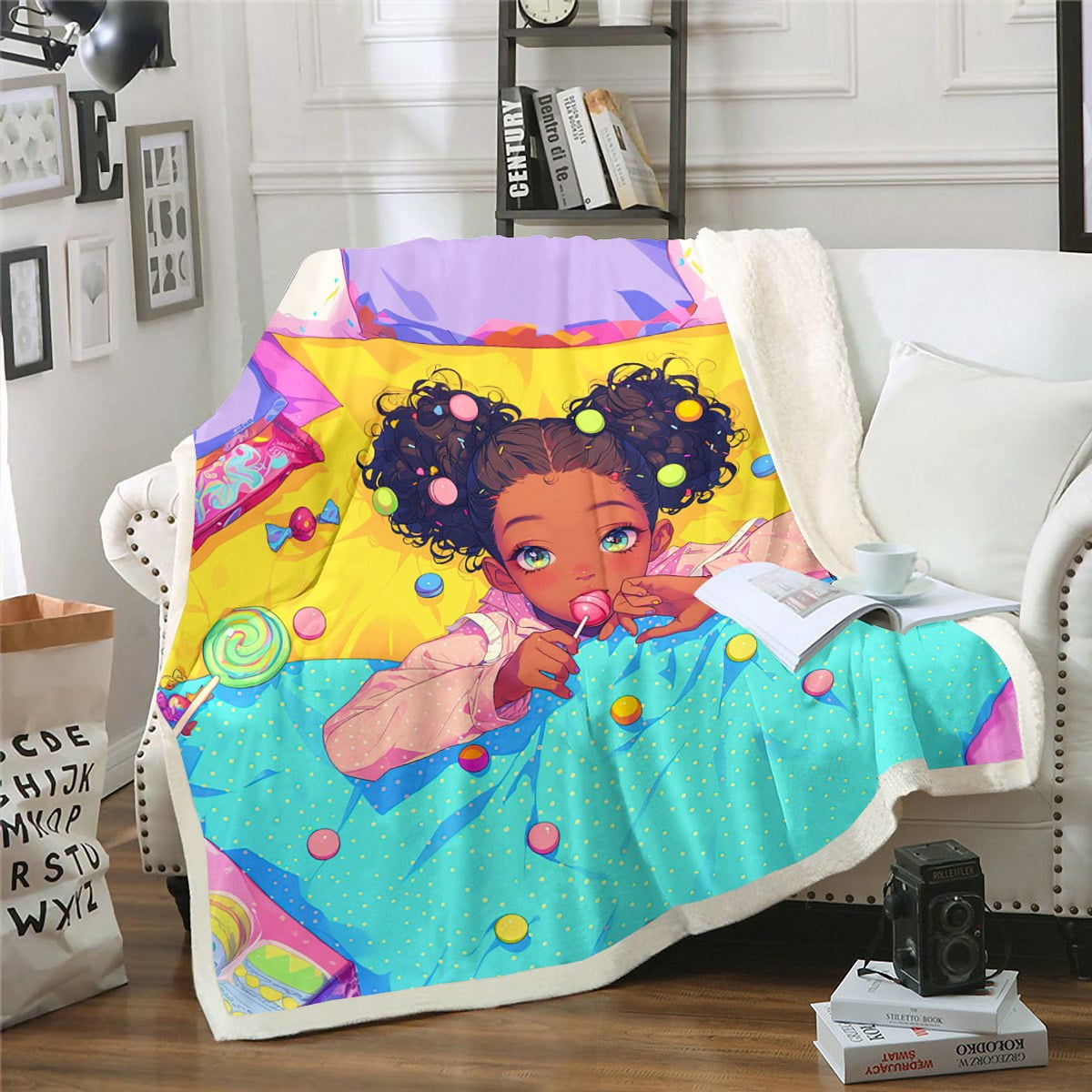 Sweet Black Fleece Bed Blanket Queen 90"X90" American African Cute ...