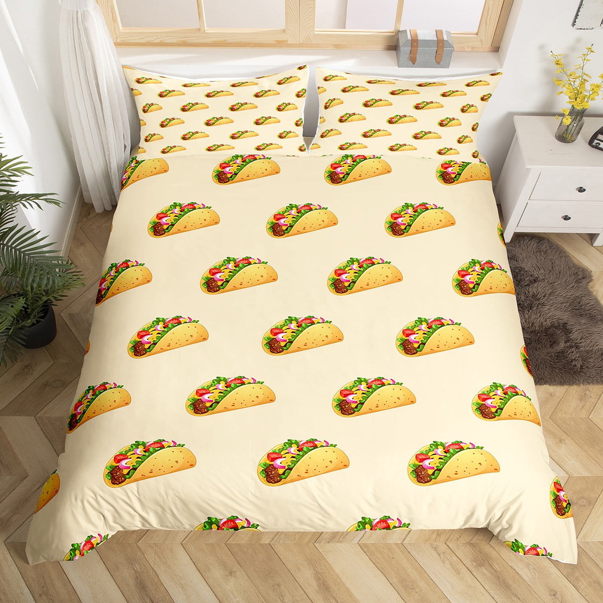 YST Taco Bedding Set Mexican Fast Food Comforter Cover Twin Mexican Party Decorations Duvet ...