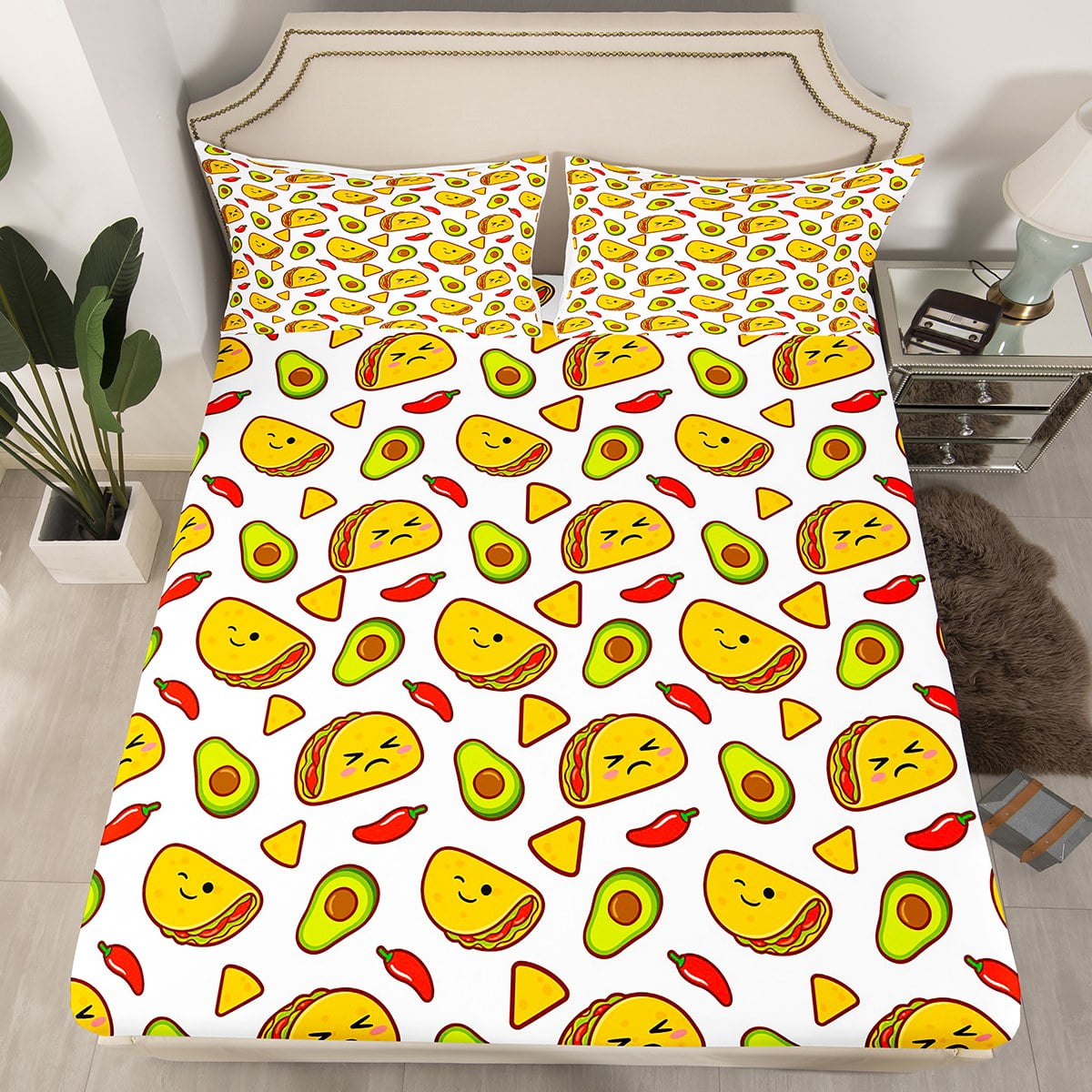 YST Taco Bedding Set Mexican Taco Fitted Sheet Twin, Funny Food Bed ...