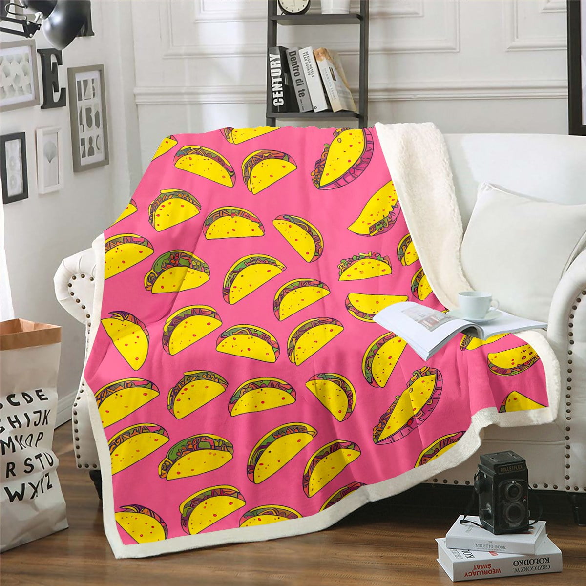 Taco Blanket Cute Taco Tuesday Party Food Pink Throw Blanket Taco Gifts ...