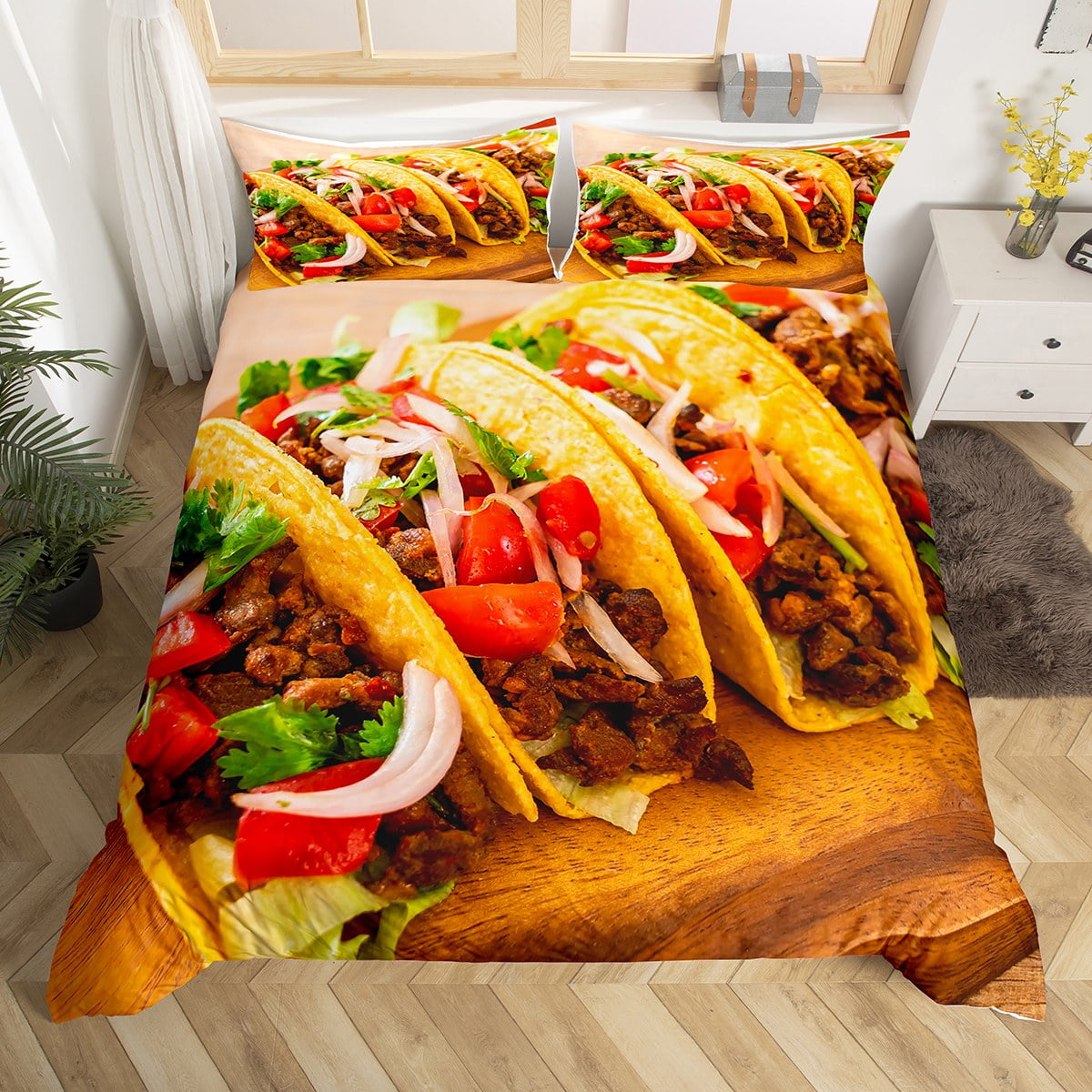 Erosebridal Taco Duvet Cover King for Adults,Burrito Tortilla Bedding ...