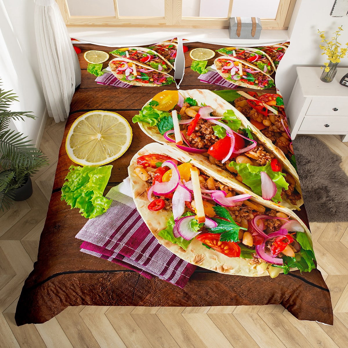 Erosebridal Taco Duvet Cover Twin Adults,Funny Burrito Tortilla Bedding ...