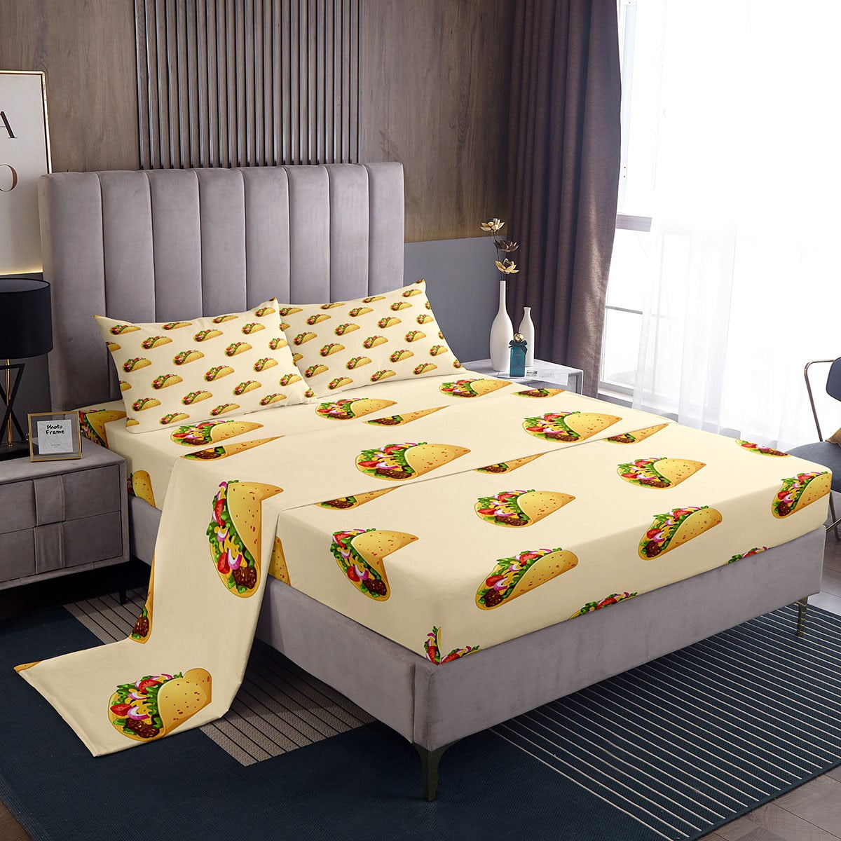 Taco Sheets Mexican Fast Food Sheet Set Queen Mexican Party Decorations ...