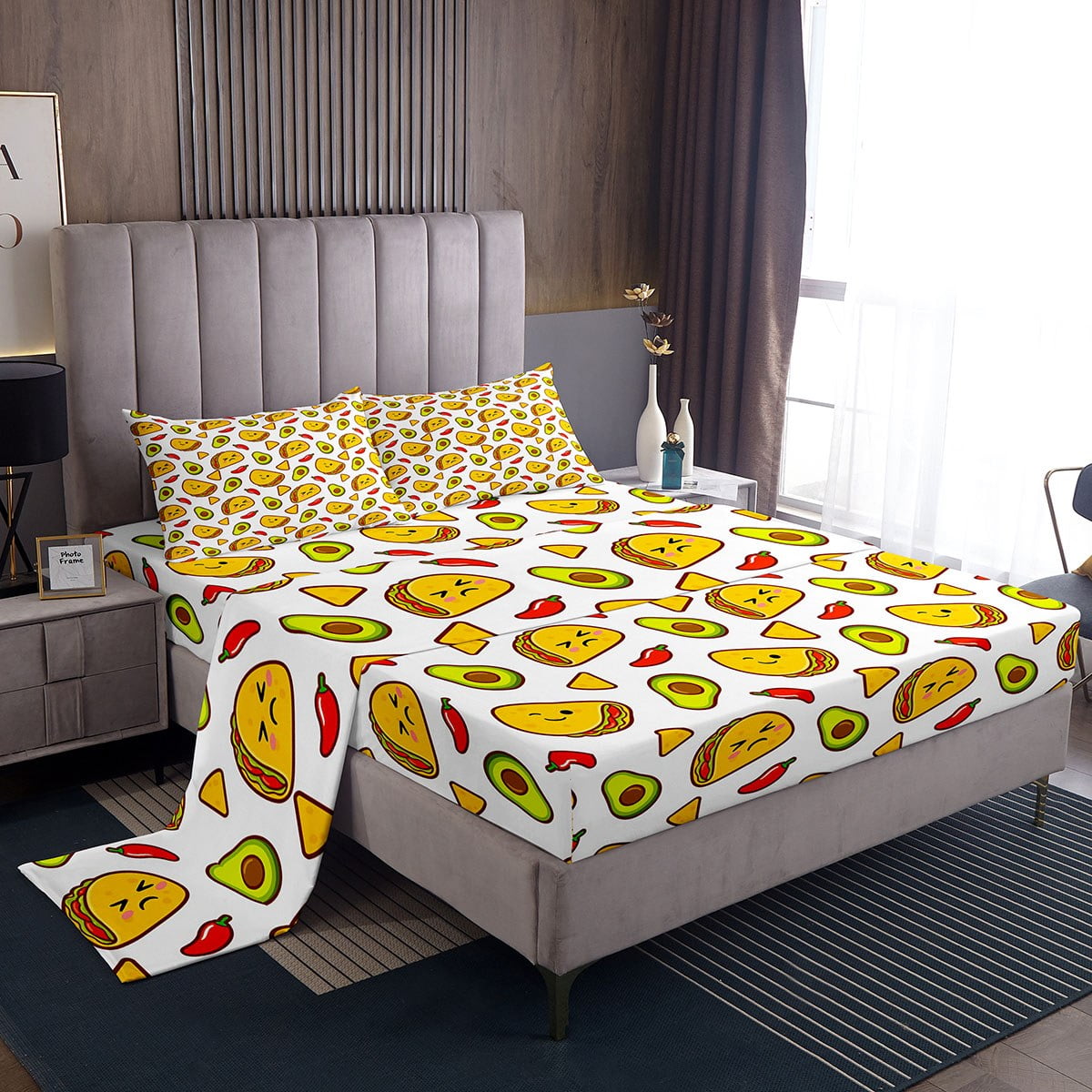 YST Taco Sheets Mexican Taco Sheet Set Full, Funny Food Bed Sheets Set ...
