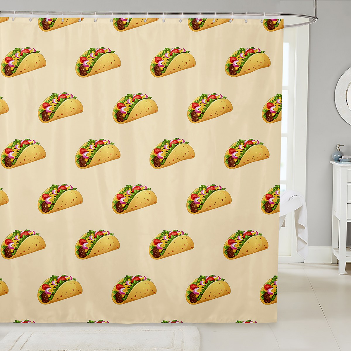 Taco Shower Curtain Mexican Fast Food Bathroom Shower Curtain Sets ...
