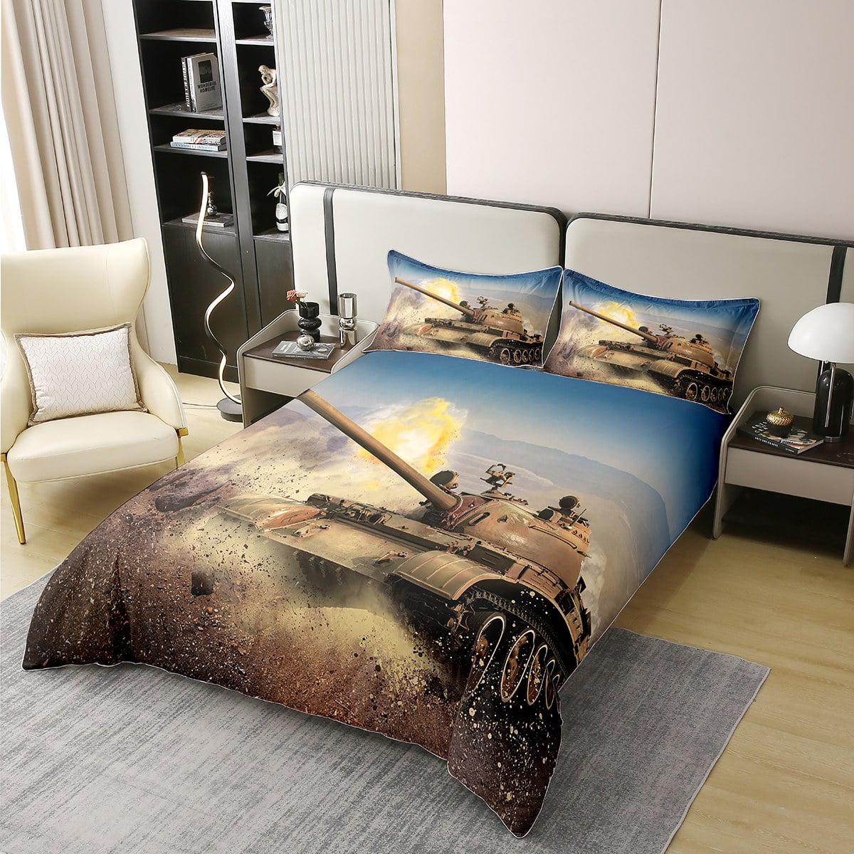 Erosebridal Tank 100% Cotton Bedding Set Full Military Warship Tank ...