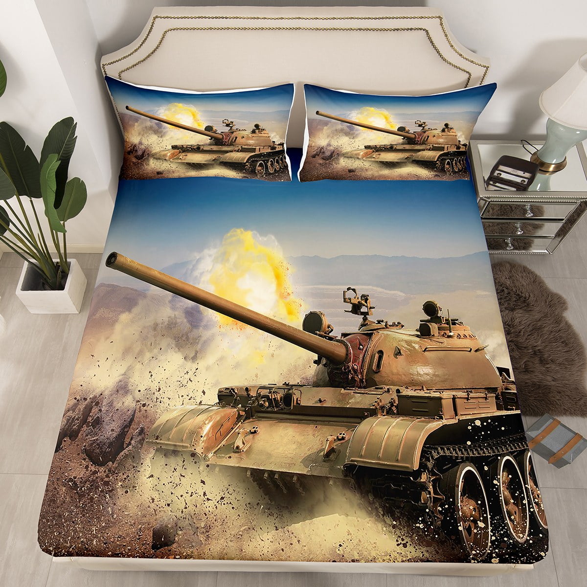 Tank Bed Sheets Military Warship Tank Full Fitted Sheet for Soldier ...