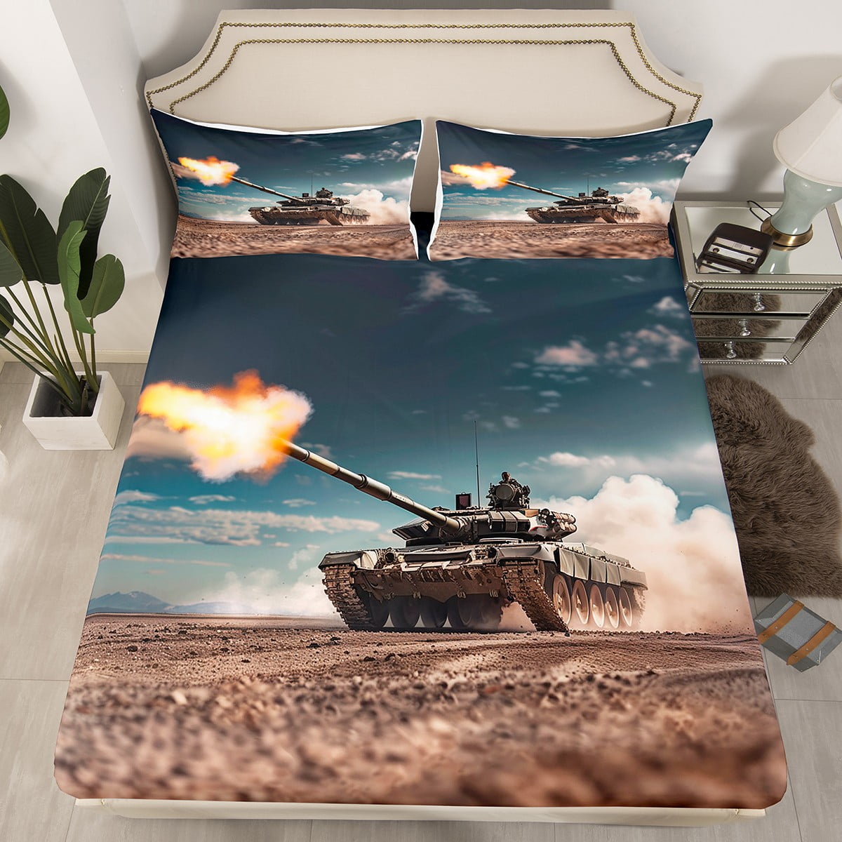 Erosebridal Tank Bedding Set Army force Fitted Sheet Twin 2Pcs for ...