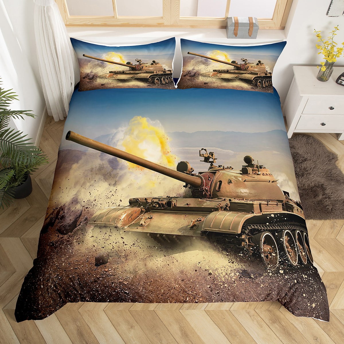 Erosebridal Tank Comforter Cover Military Warship Tank Twin Duvet Cover ...