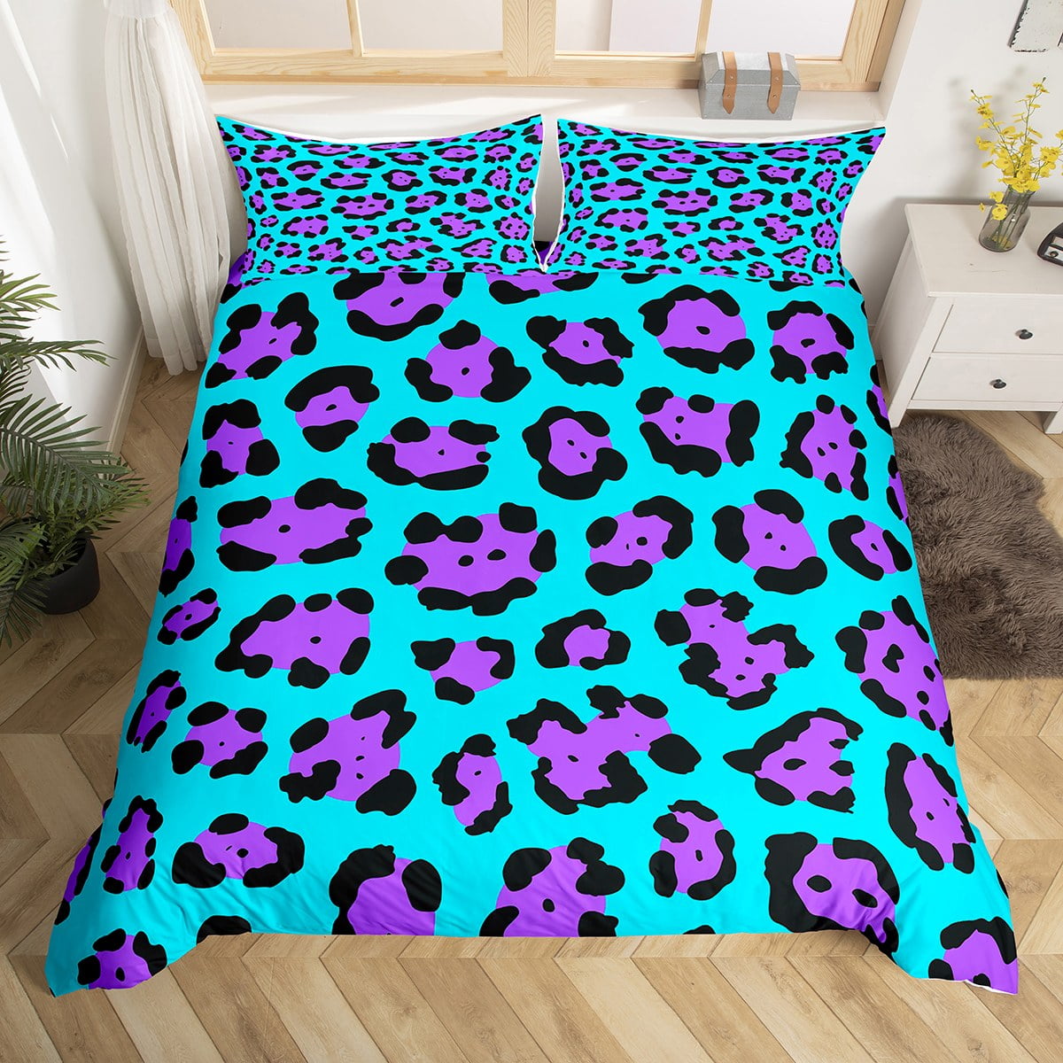 Customer reviews for YST Teal Leopard Print Bedding Sets Full Purple ...